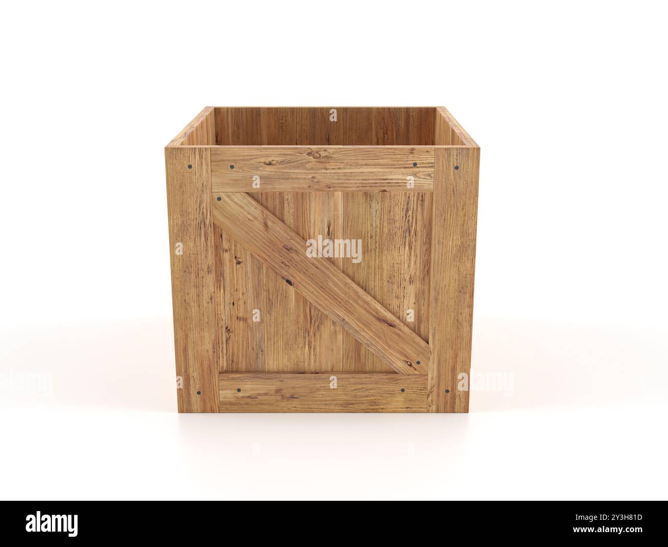 Open wooden box on a white background. 3d illustration Stock Photo - Alamy