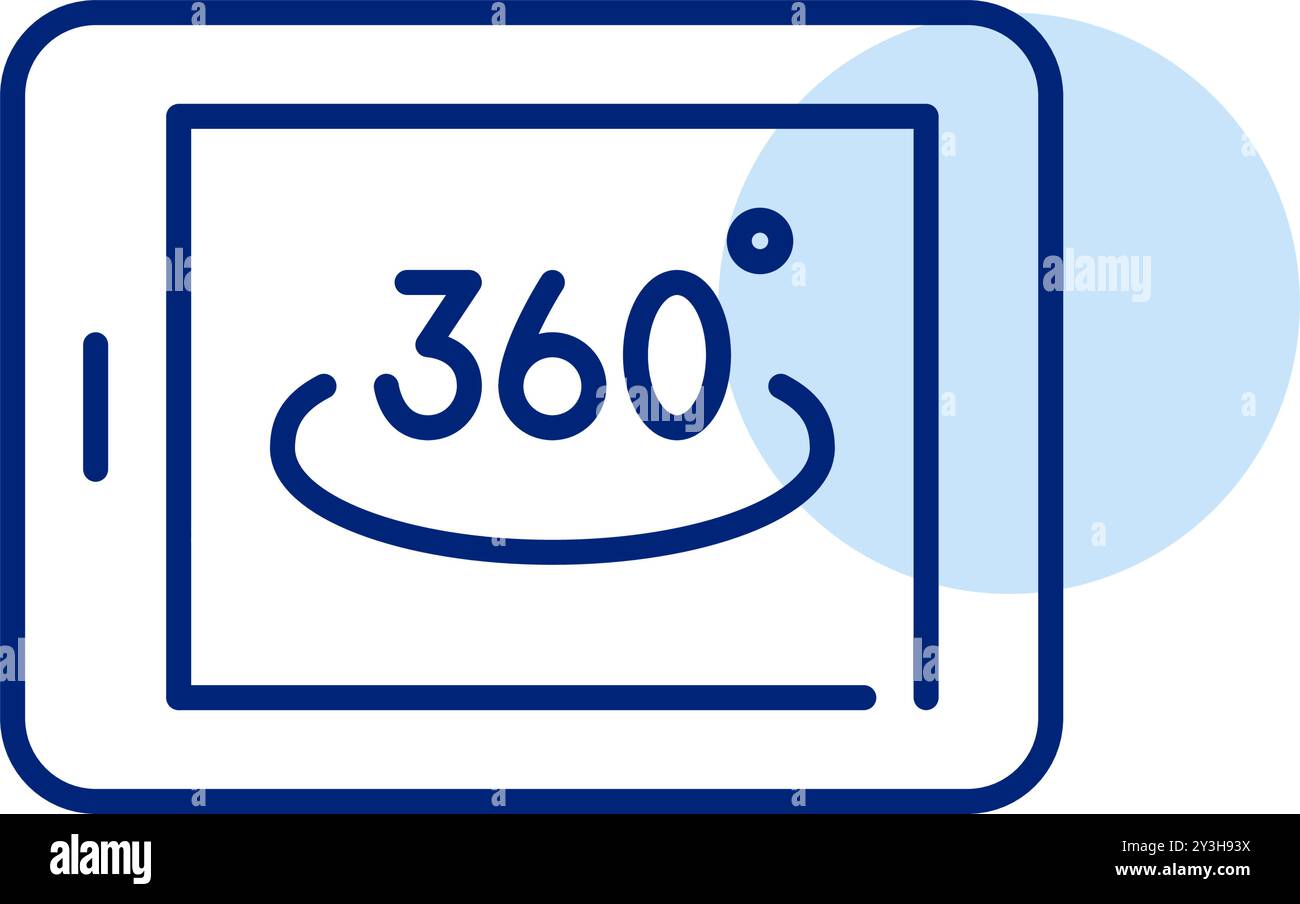 Electronic tablet with 360 degree symbol on it. Immersive digital ...