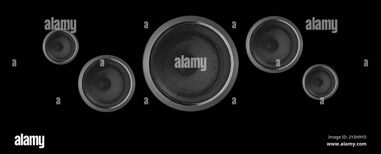 Music and sound - Front view one five way line array loudspeaker ...