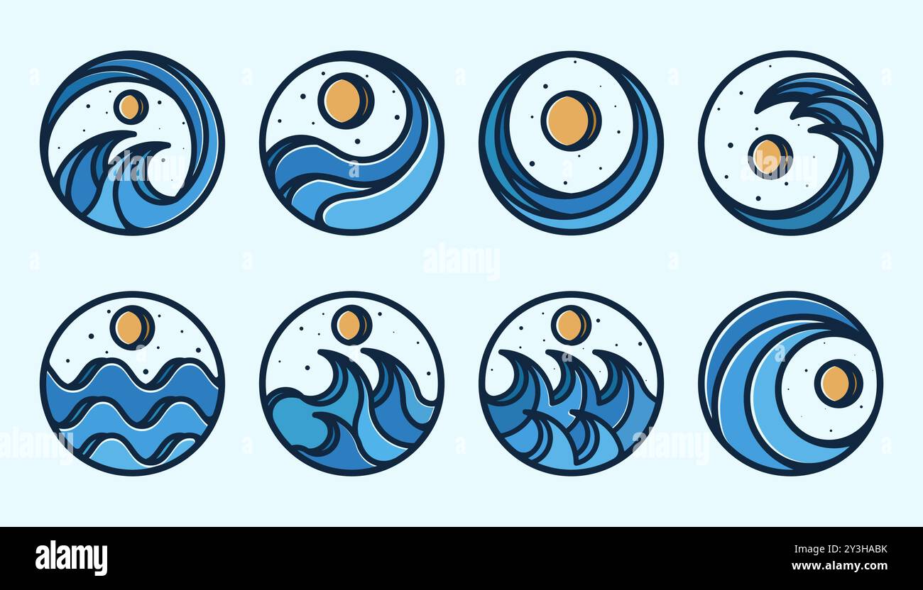 Exclusive Set of Ocean Wave Logo Design. Premium Collection of Logo ...