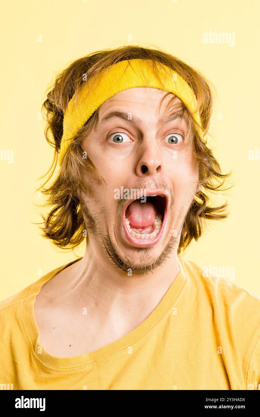 Shouting, crazy and portrait of man in studio with anger, upset and ...