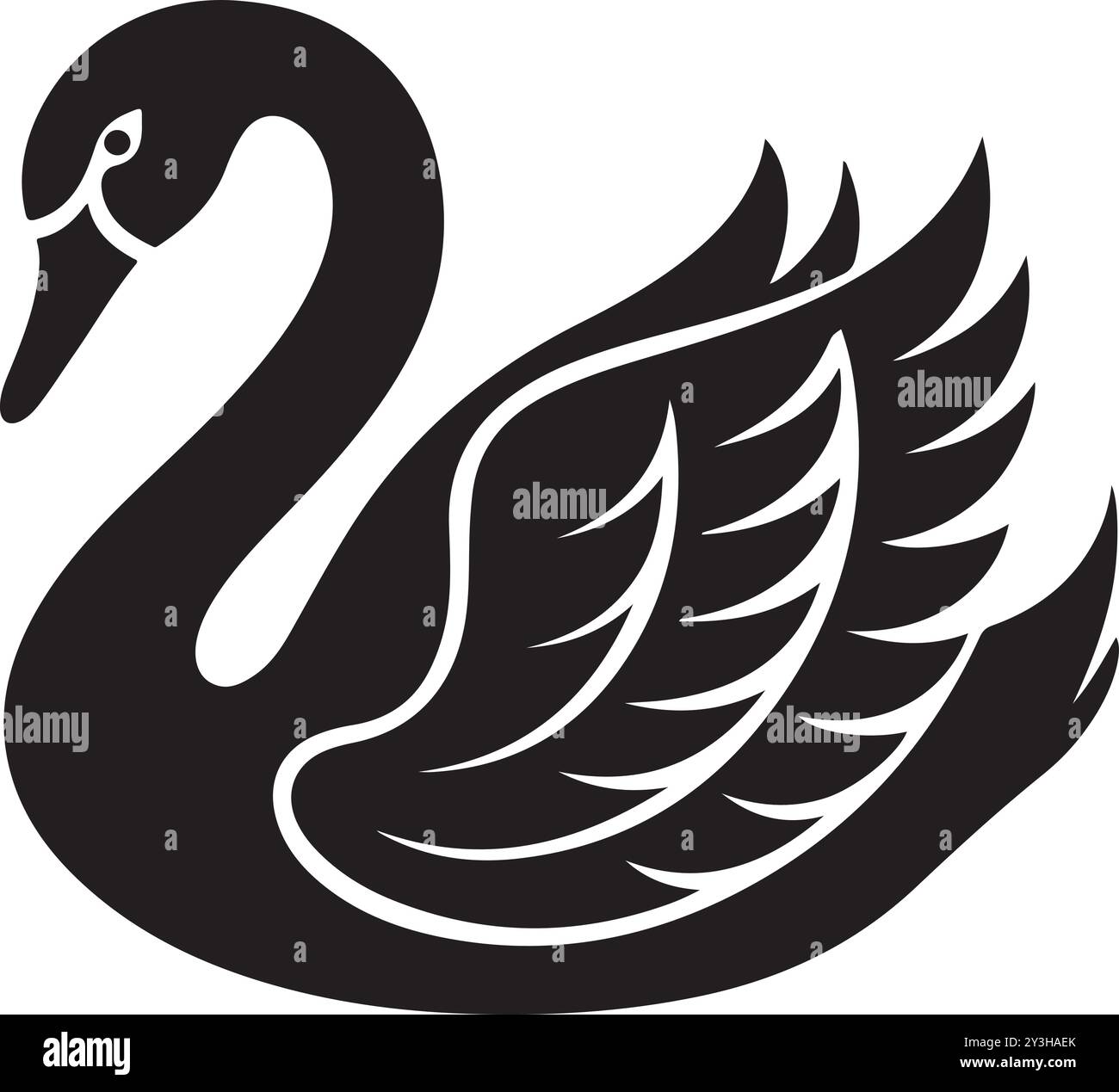 Smooth and Bold Swan Silhouette Vector on White Background for Graphic ...