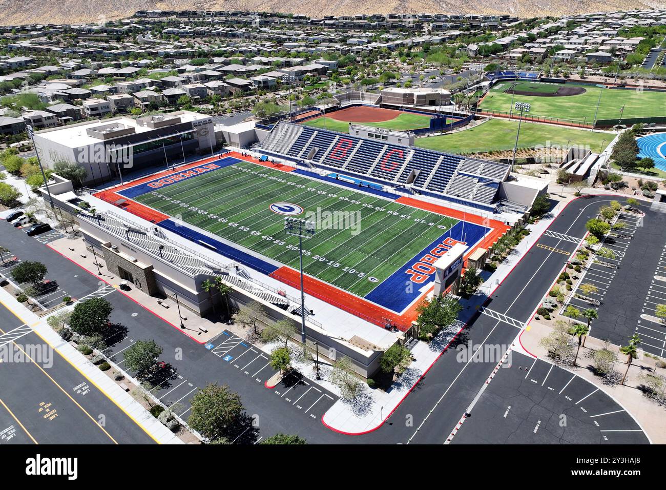 A general overall aerial view of Fertitta Field football stadium at ...