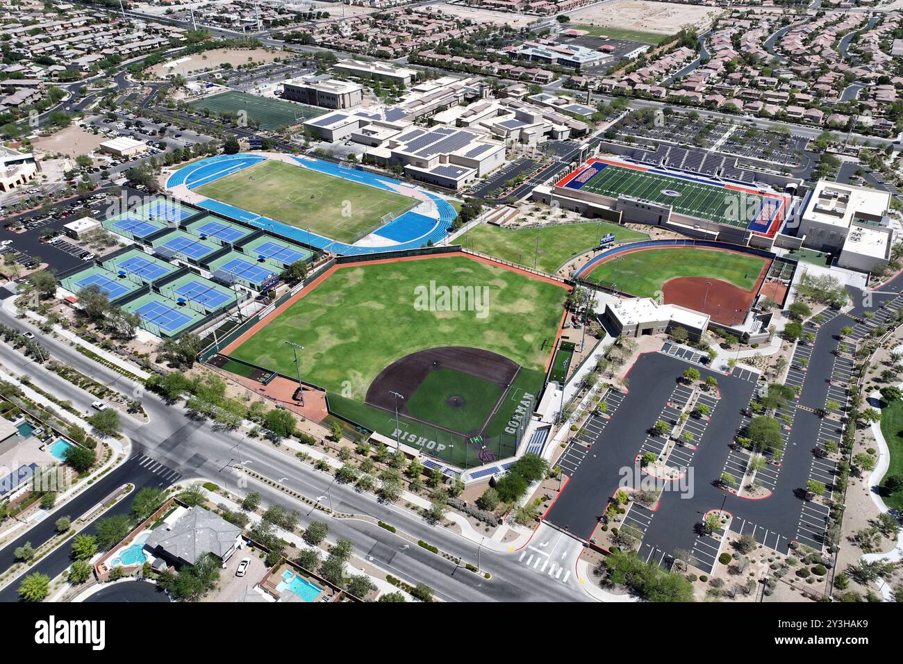 A general overall aerial view of the Bishop Gorman high school ...