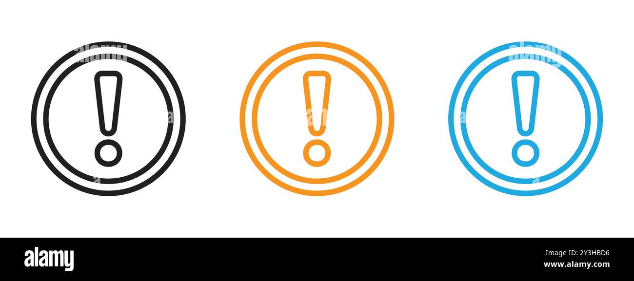 Alarm exclamation icon vector logo set collection for web app ui Stock ...