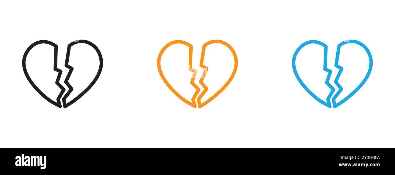 Broken heart icon vector logo set collection for web app ui Stock ...