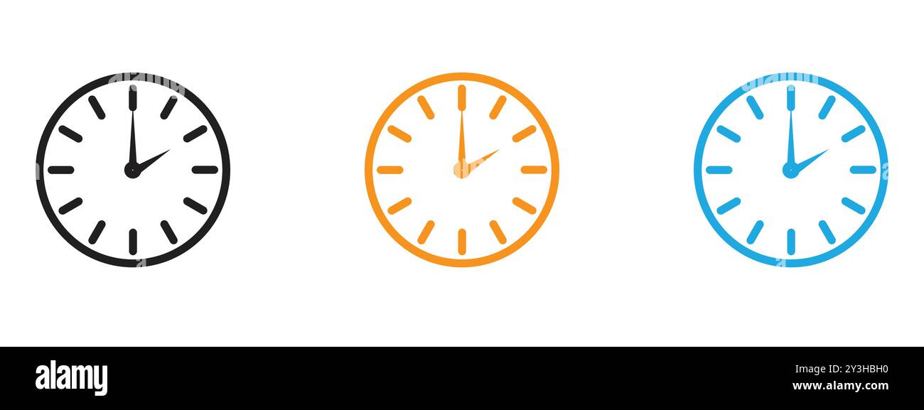 Clock two icon vector logo set collection for web app ui Stock Vector ...