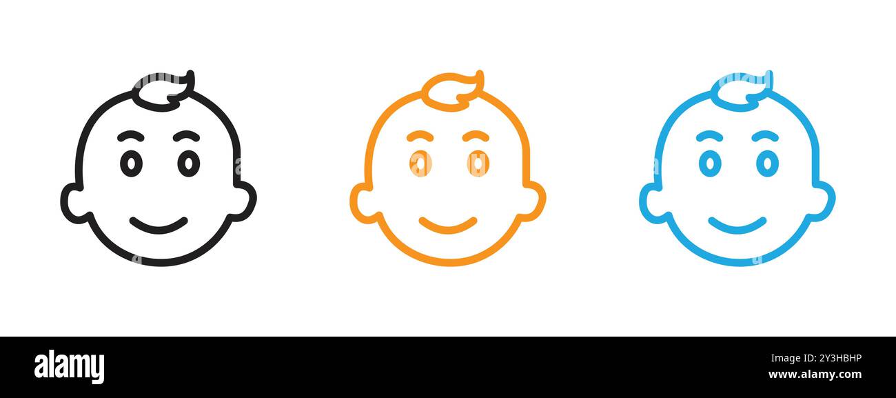 Child face icon vector logo set collection for web app ui Stock Vector ...