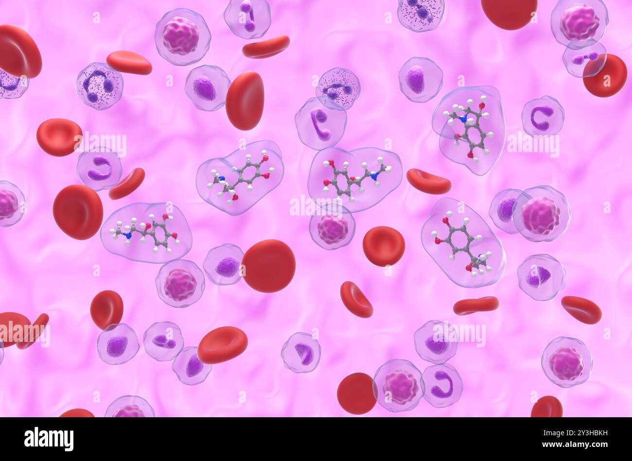 Epinephrine (adrenaline) molecules - isometric view 3d illustration ...