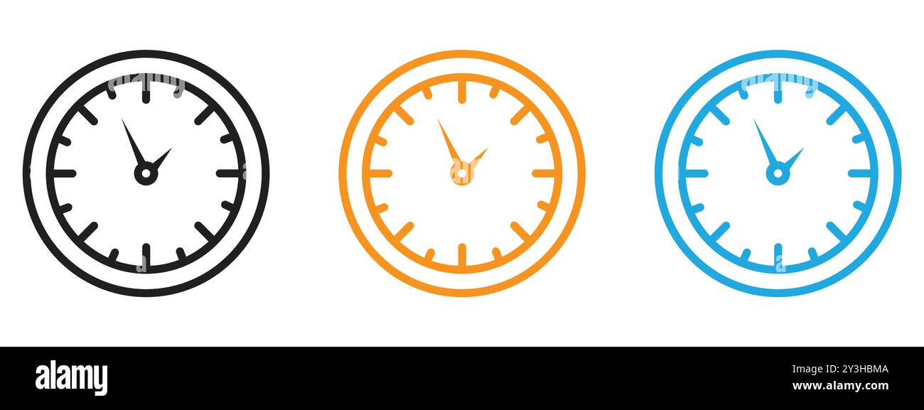 Clock icon vector logo set collection for web app ui Stock Vector Image ...