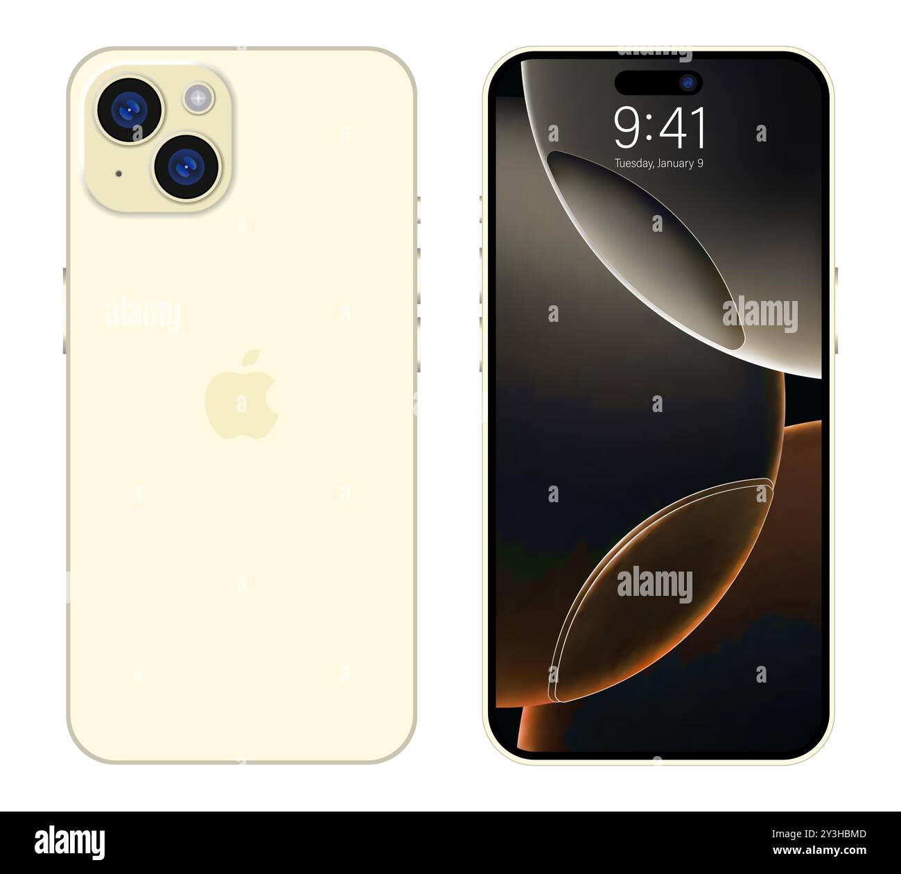 Iphone 16 pro max mockup. Back and front side of the phone. Deep white ...