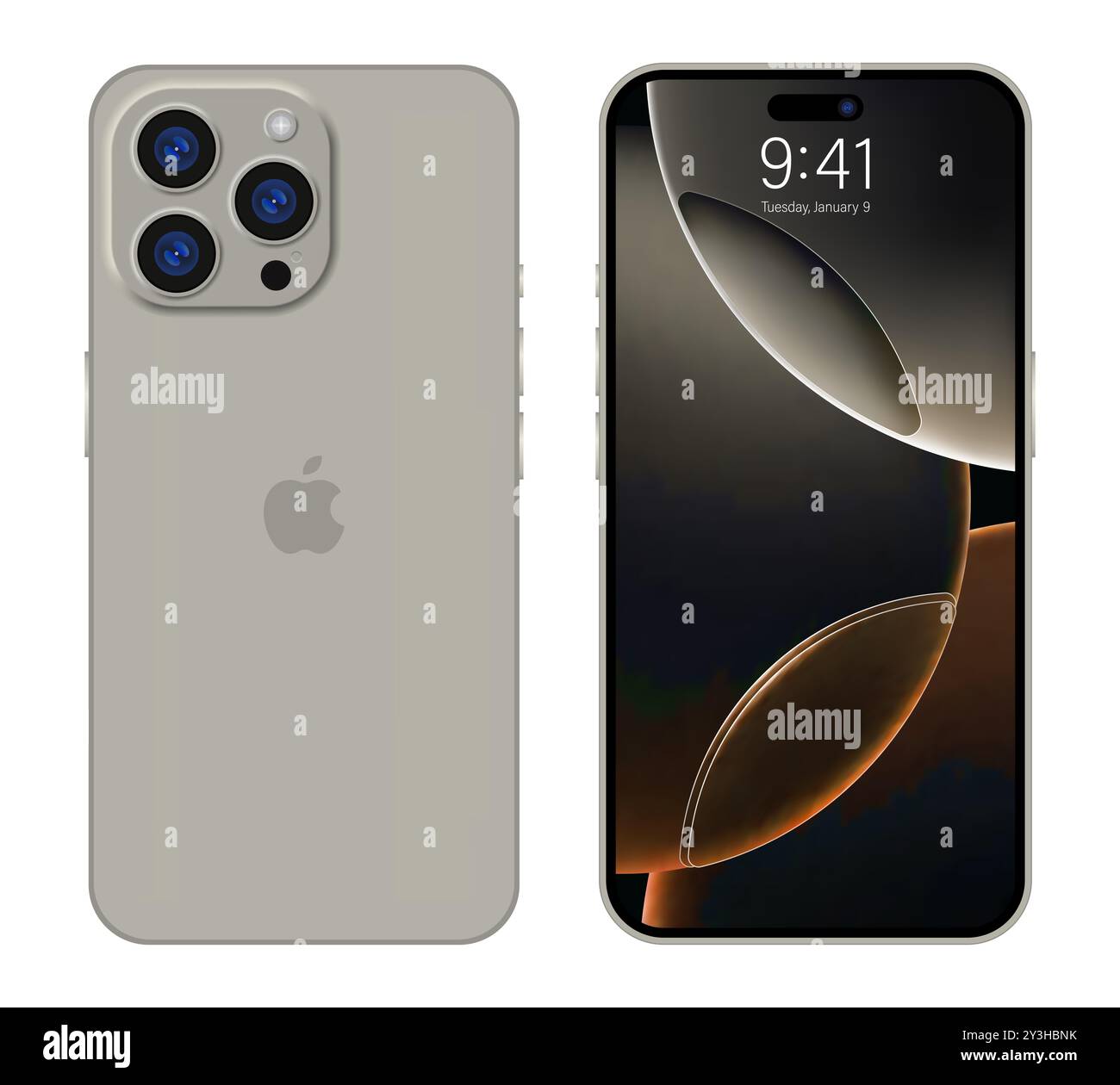 Iphone 16 pro max mockup. Back and front side of the phone. Deep white ...