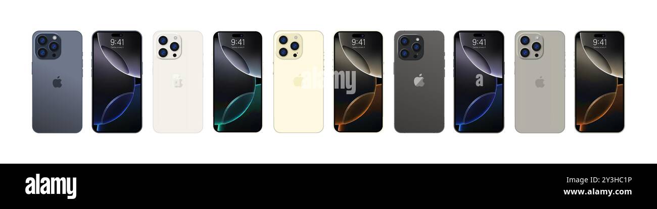 Iphone 16 pro max set mockup. Back and front side of the phone. Deep ...