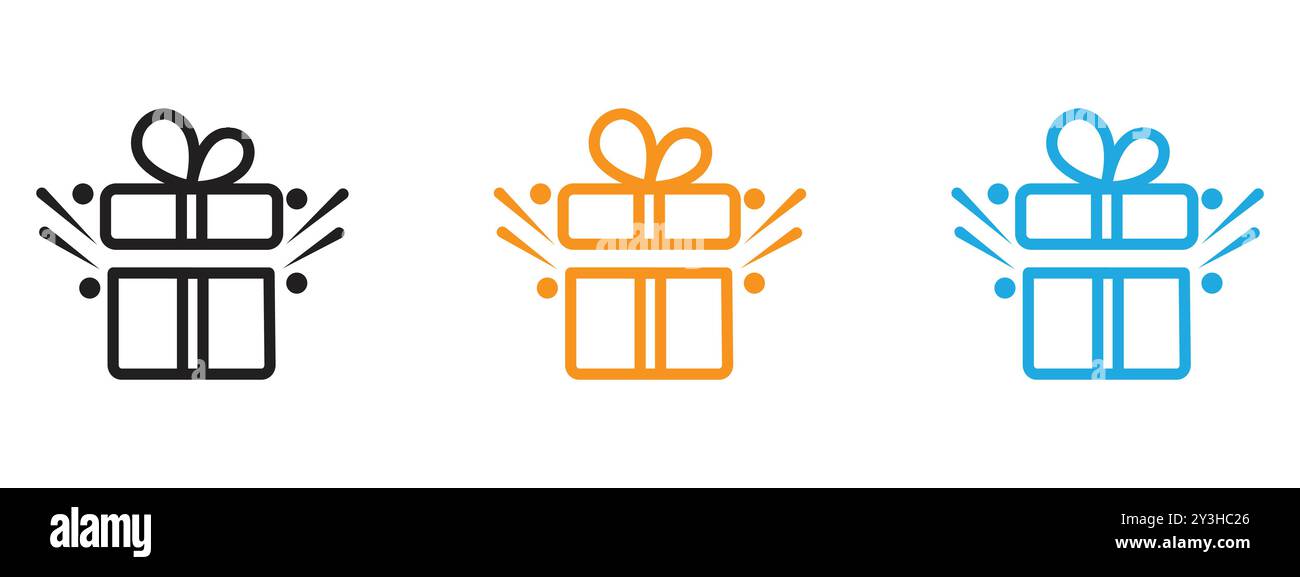 Gift boxes icon vector logo set collection for web app ui Stock Vector ...