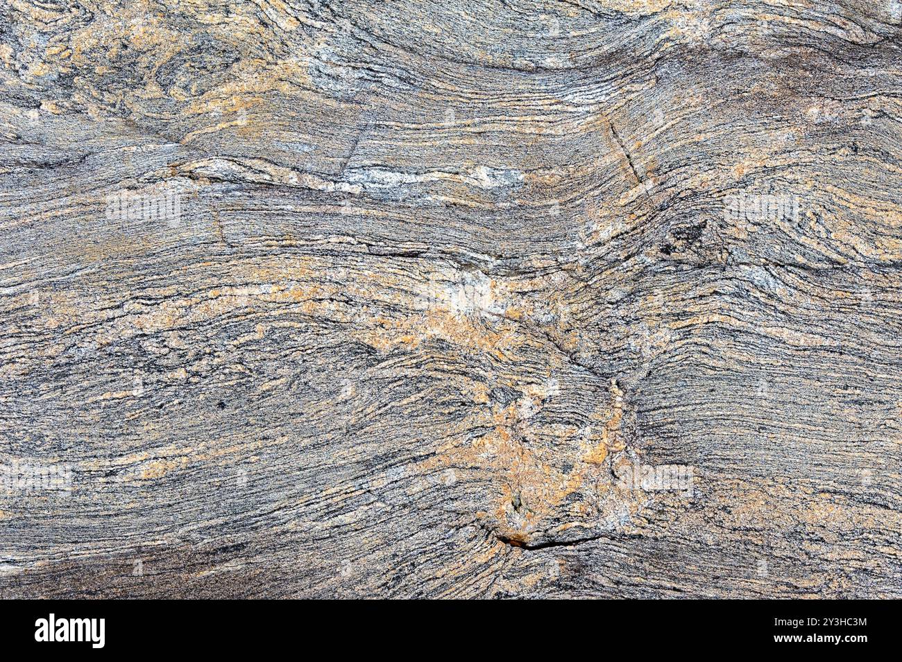 A wavy gray rock surface showcases intricate textures and subtle orange ...