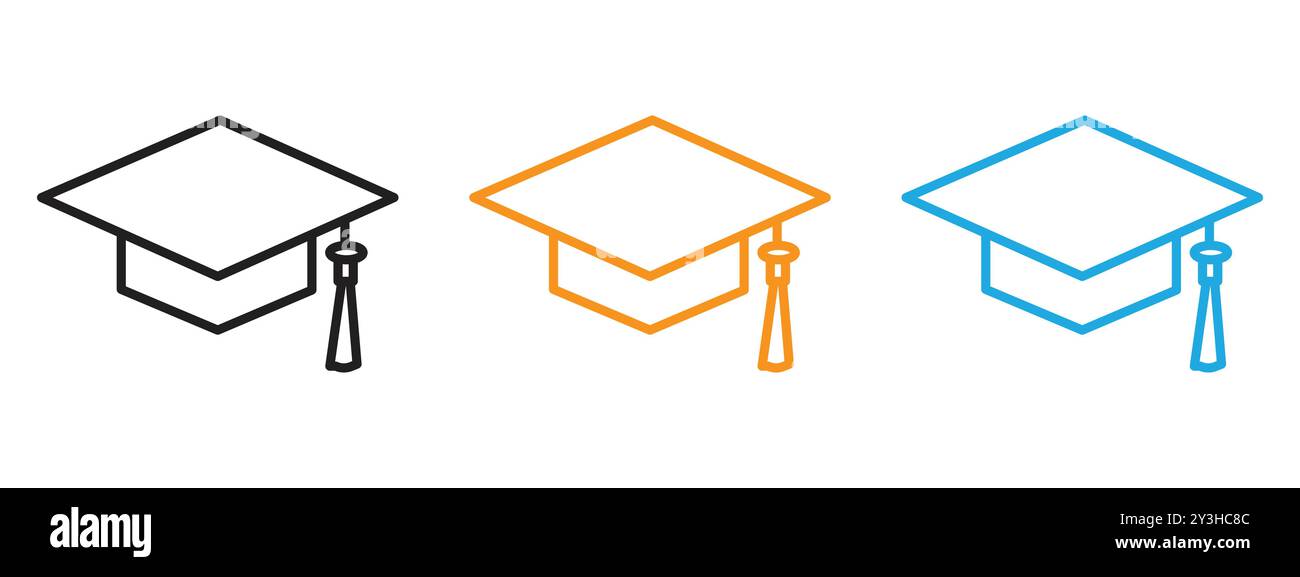Graduation cap icon vector logo set collection for web app ui Stock ...