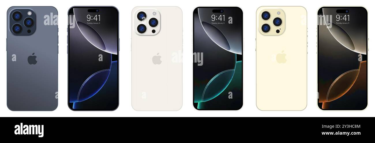 Iphone 16 pro max set mockup. Back and front side of the phone. Deep ...