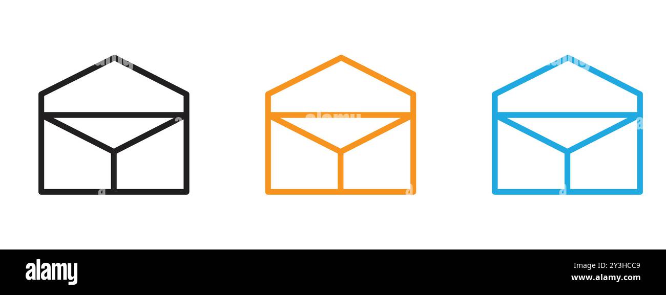 Open envelope icon vector logo set collection for web app ui Stock ...
