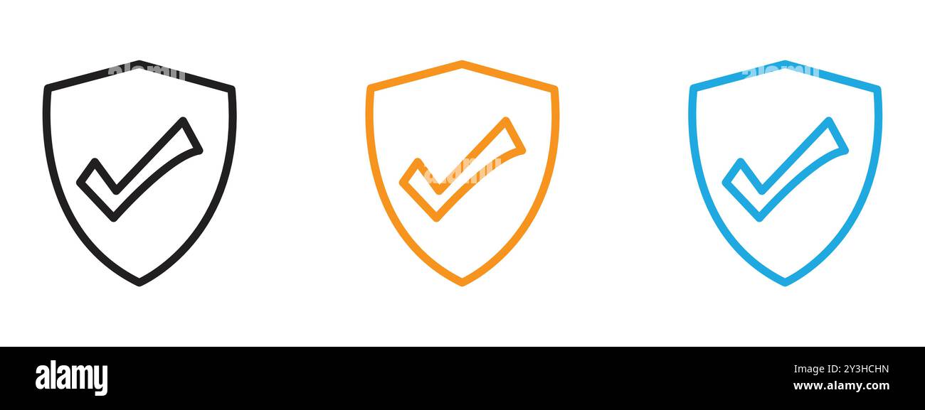 Shield check icon vector logo set collection for web app ui Stock ...