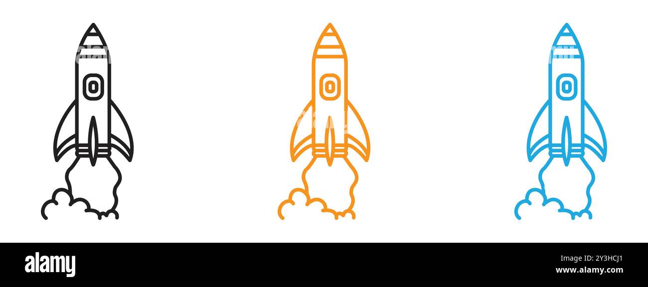 Rocket launch icon vector logo set collection for web app ui Stock ...