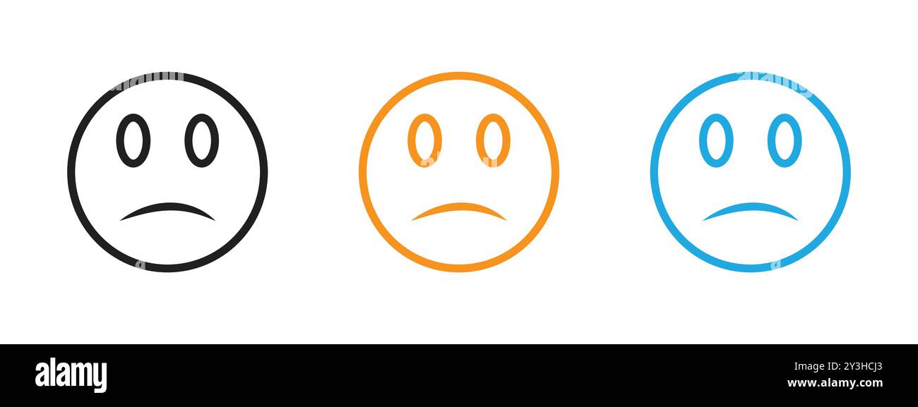 Sad icon vector logo set collection for web app ui Stock Vector Image ...