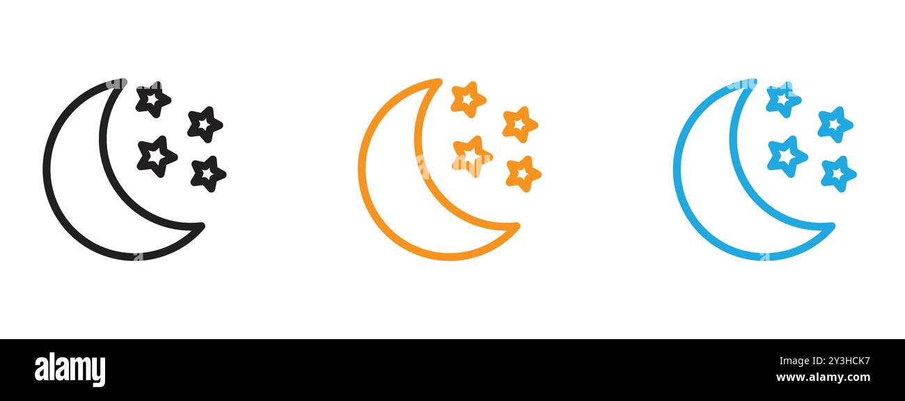 Moon stars icon vector logo set collection for web app ui Stock Vector ...