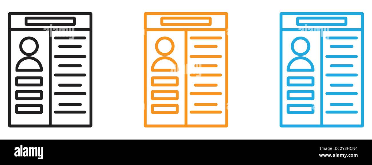 Resume icon vector logo set collection for web app ui Stock Vector ...