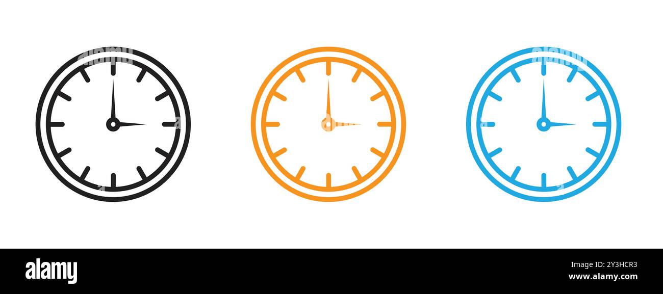 Time clock icon vector logo set collection for web app ui Stock Vector ...