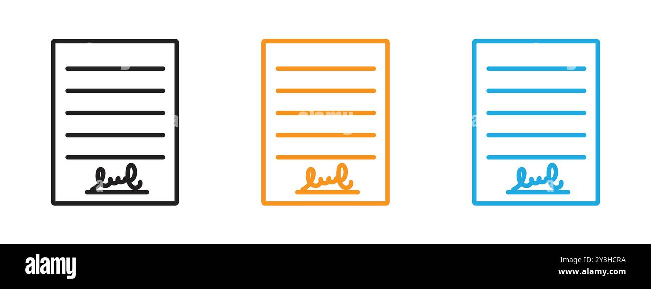 Signed document icon vector logo set collection for web app ui Stock ...