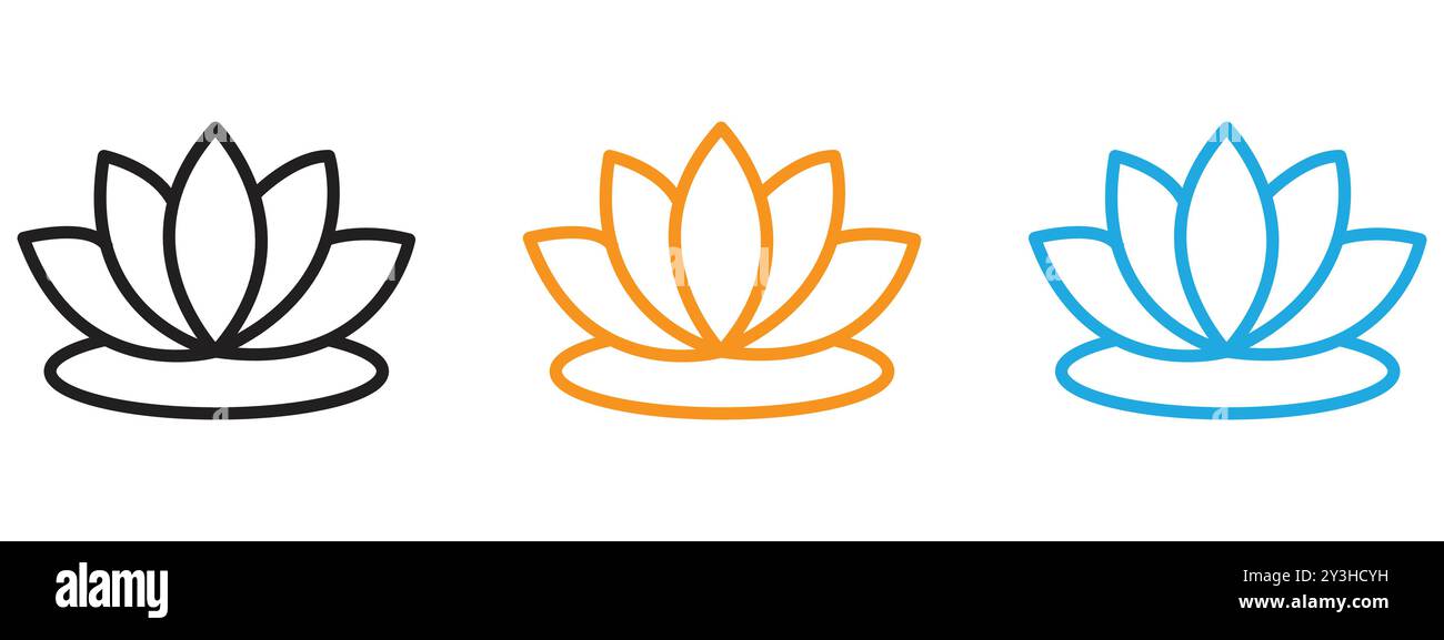 Water lily icon vector logo set collection for web app ui Stock Vector ...