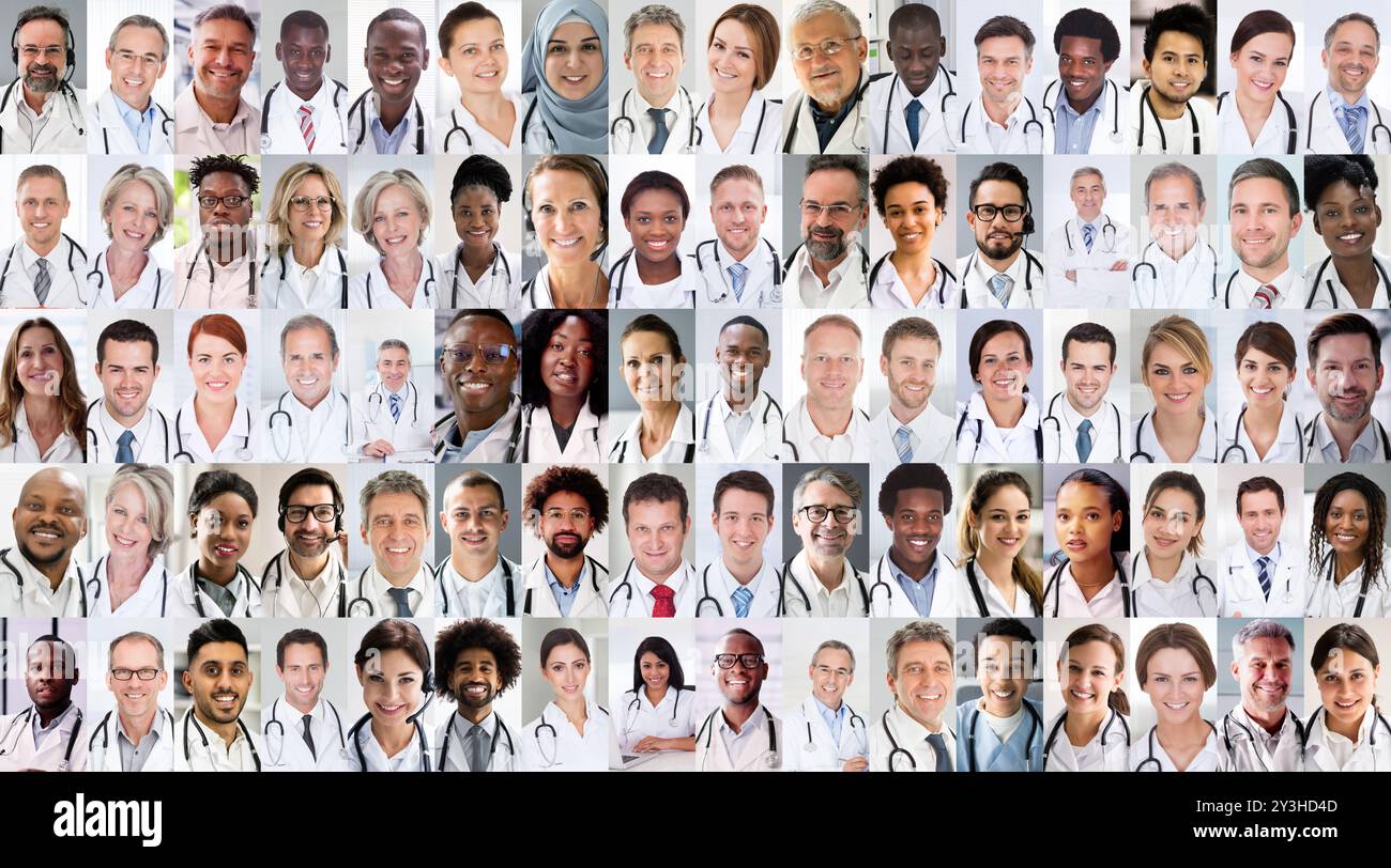 Diverse Doctor Faces Photo Collage. Multiracial Team Group Stock Photo ...