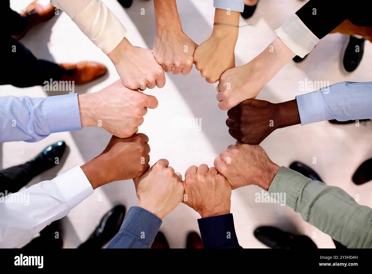 Diverse Multicultural Hand Stack In Circle. Multiracial Cohesive Hands ...
