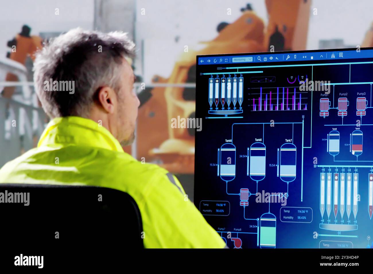 Engineer Operator Using Scada System At Industrial Plant Stock Photo - Alamy