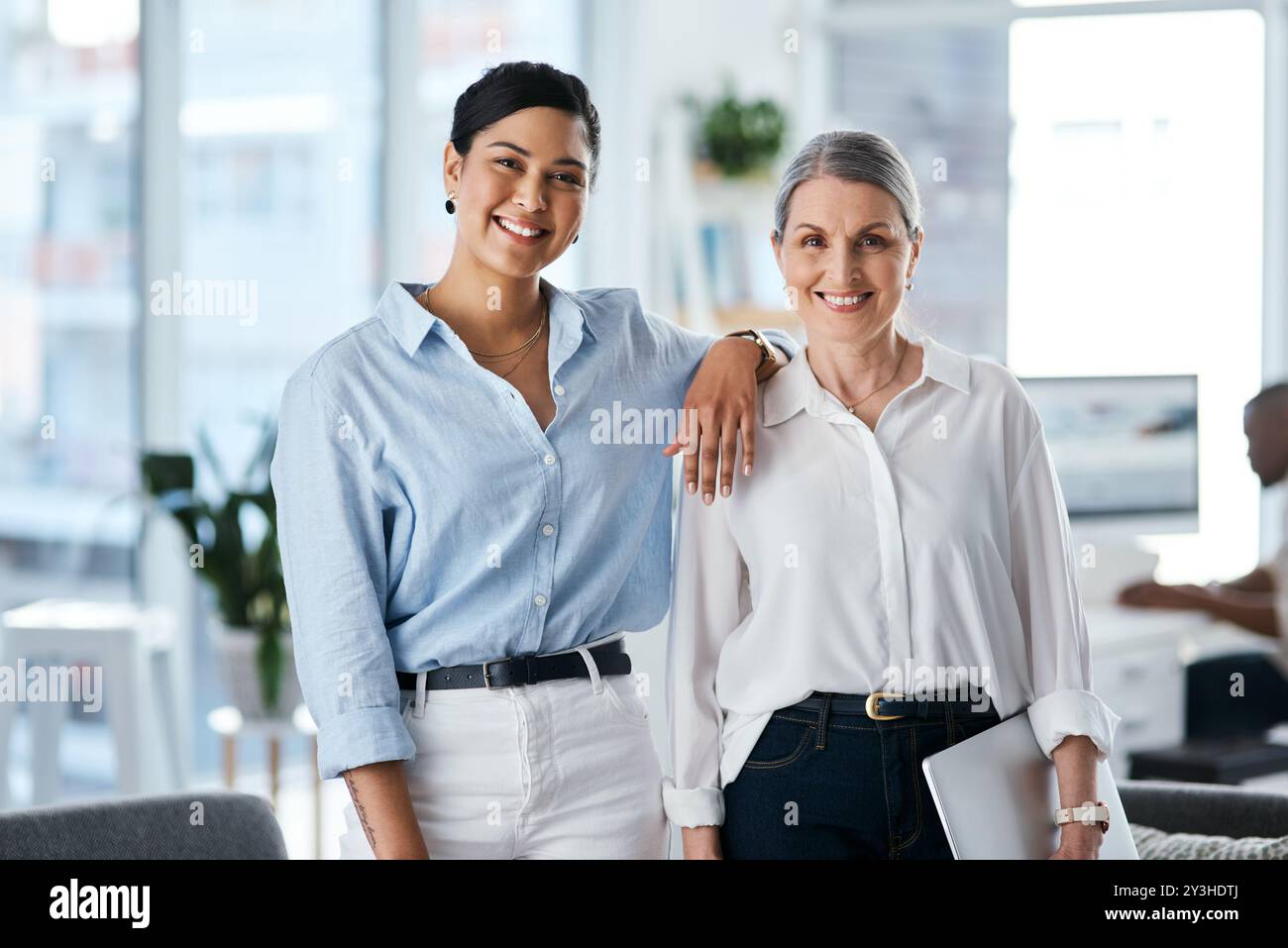 Portrait, smile and teamwork with business women in office together for ...