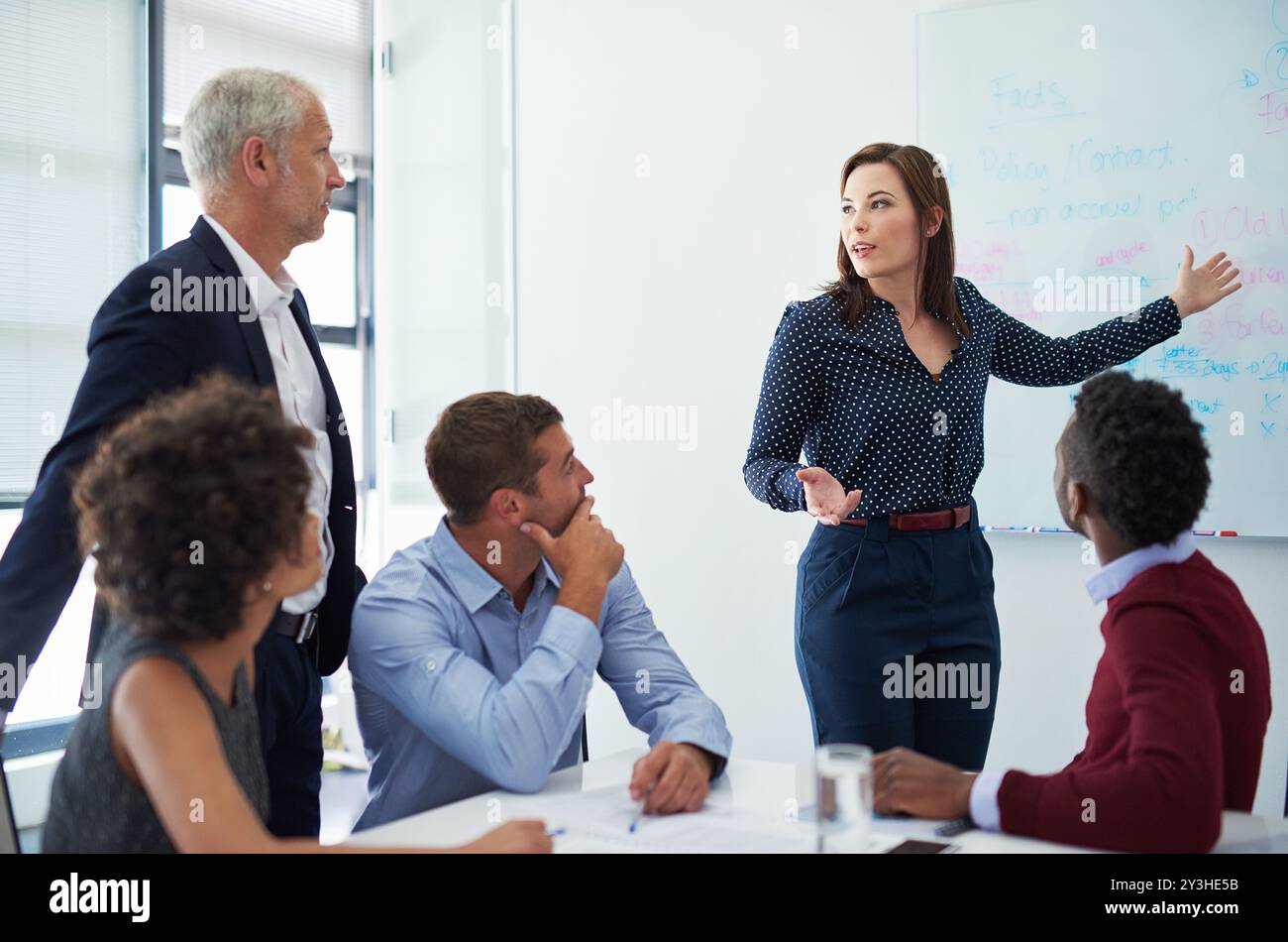 Business people, pitch meeting and data presenter with aboard with ceo ...