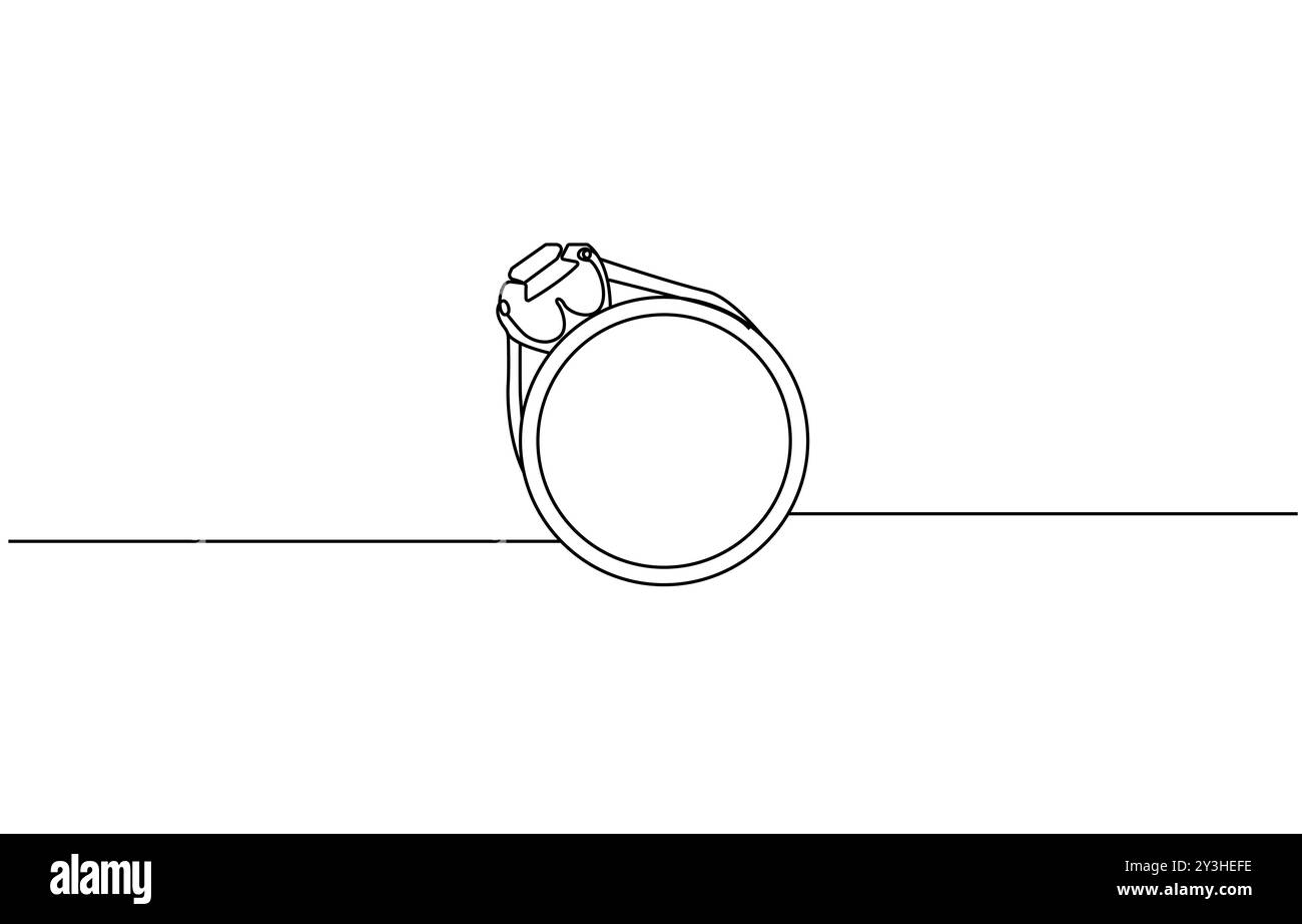 Continuous one line drawing of wedding ring. One line drawing ...