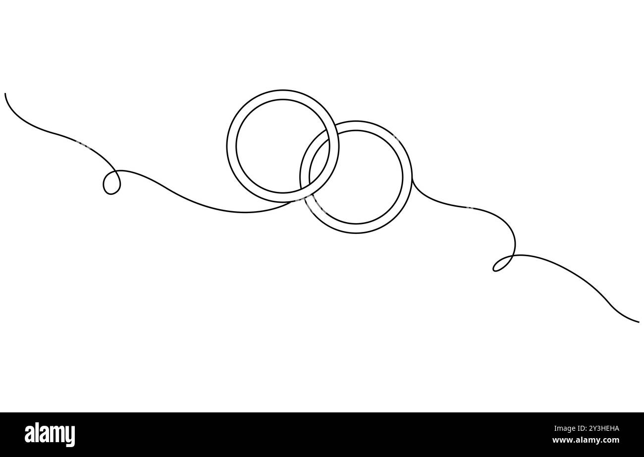 Continuous one line drawing of wedding ring. One line drawing ...