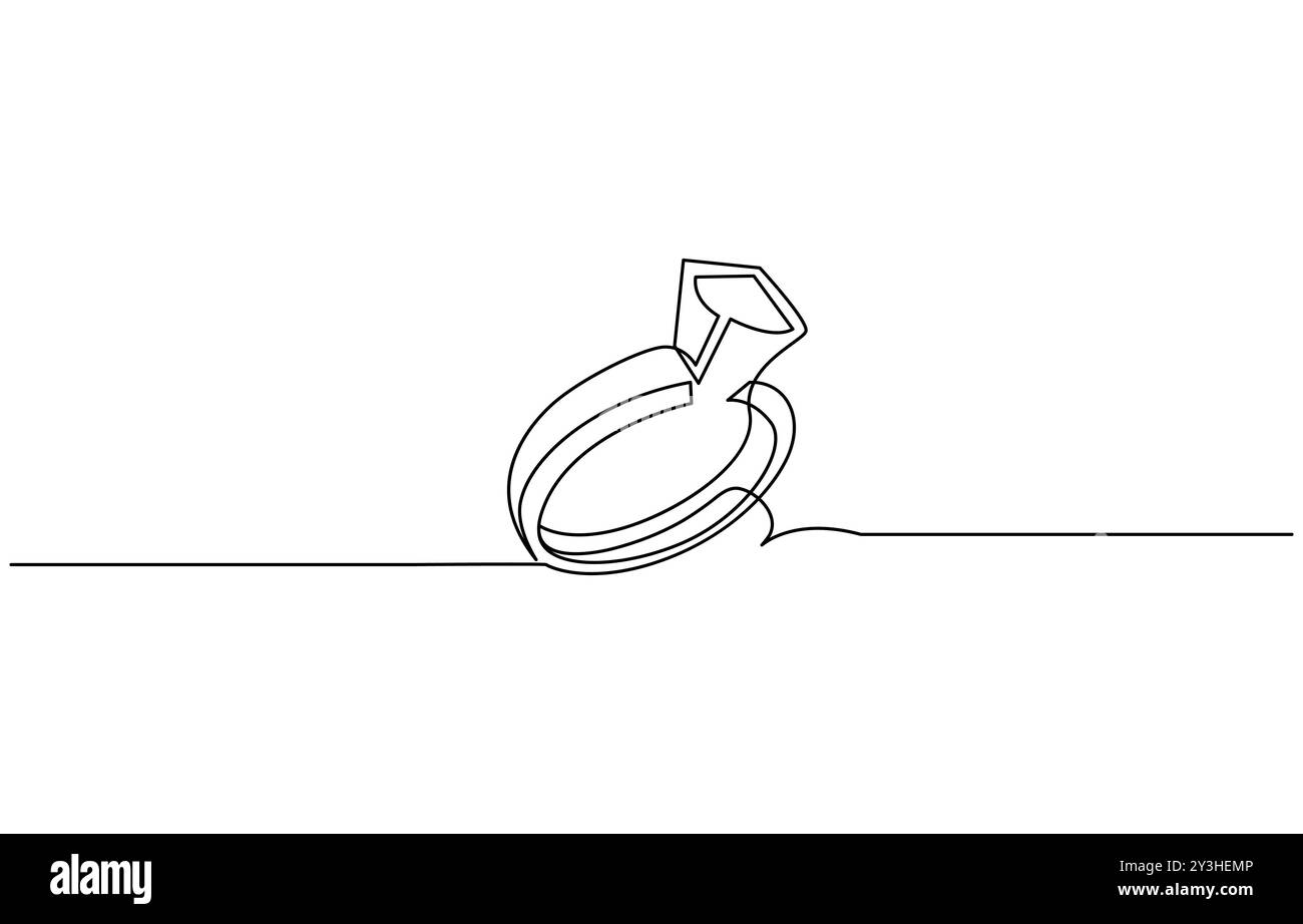 Continuous one line drawing of wedding ring. One line drawing ...
