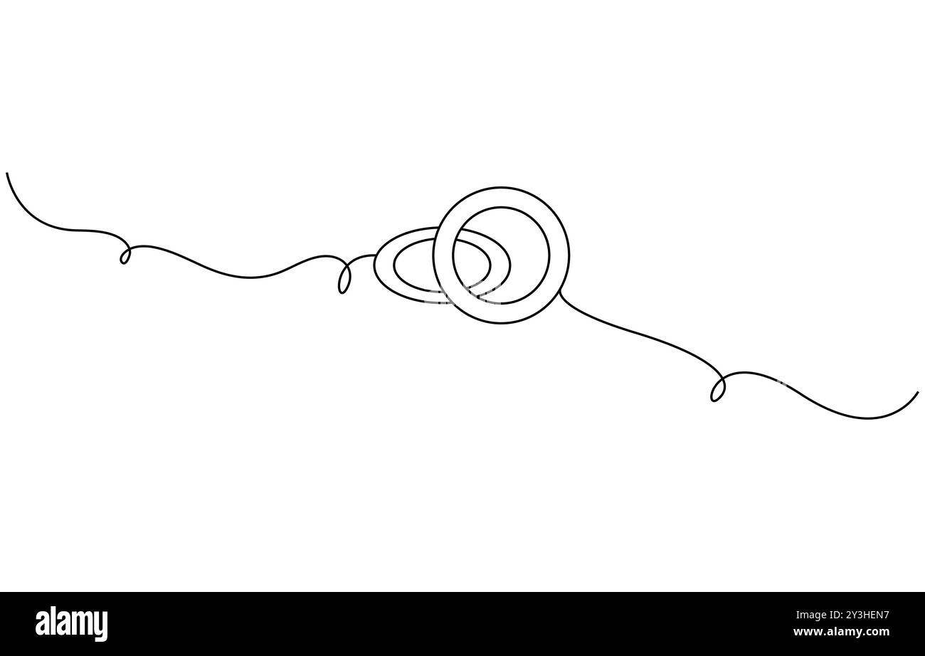 Continuous one line drawing of wedding ring. One line drawing ...