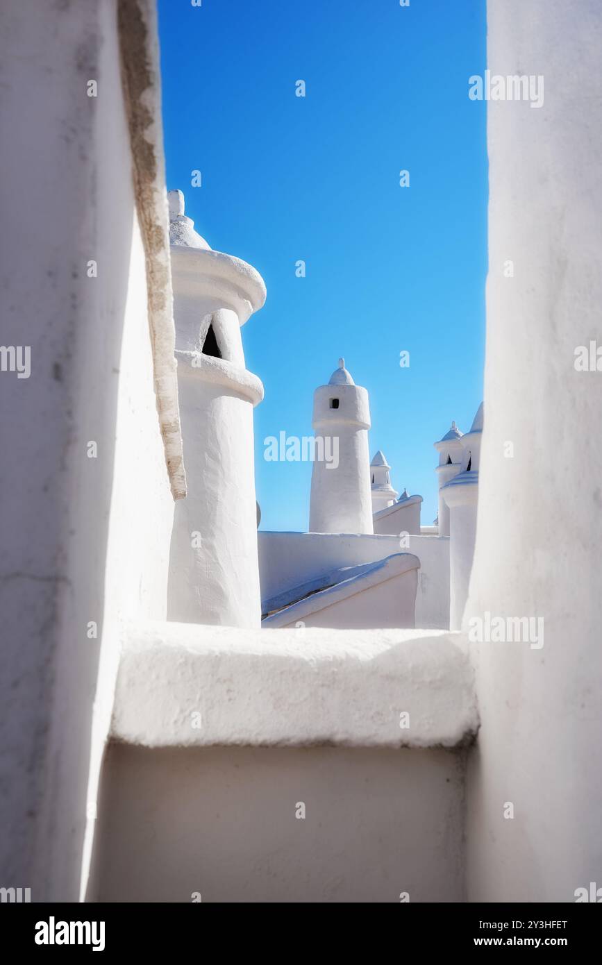 Building, roof and ventilation with chimney, architecture and blue sky ...