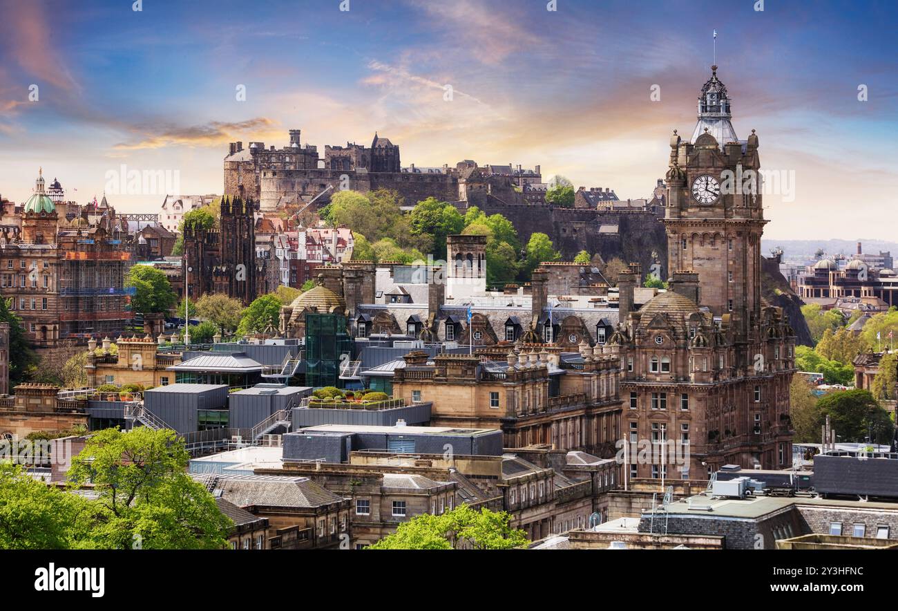 Edinburgh castle view from Calton hill, Scotland - UK Stock Photo - Alamy