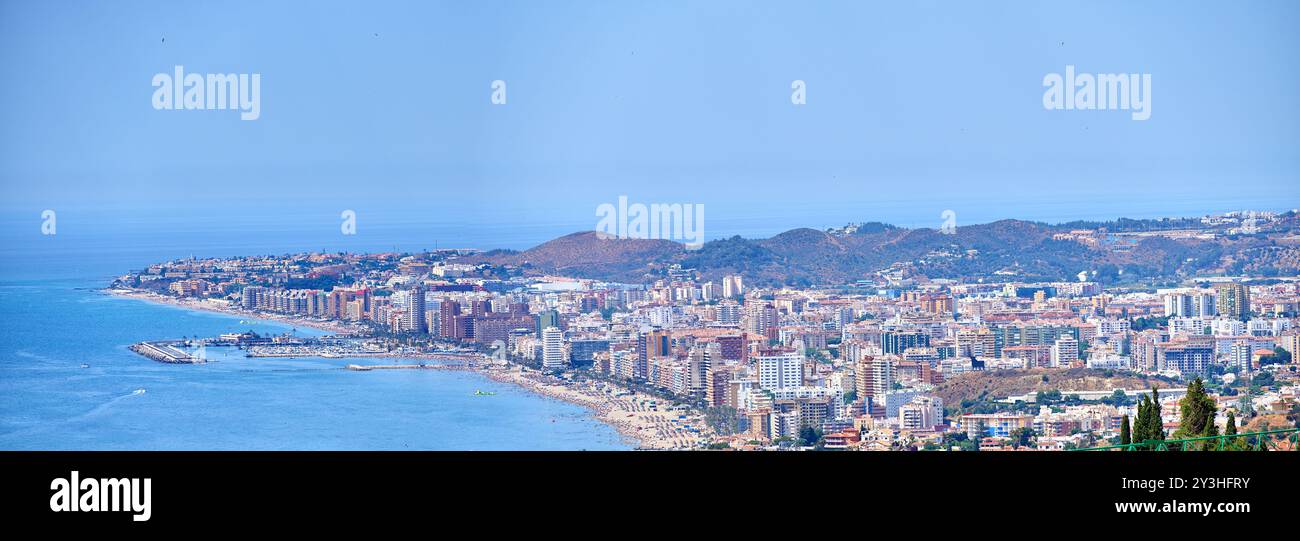 Ocean, buildings and aerial of city in Spain with urban structures ...