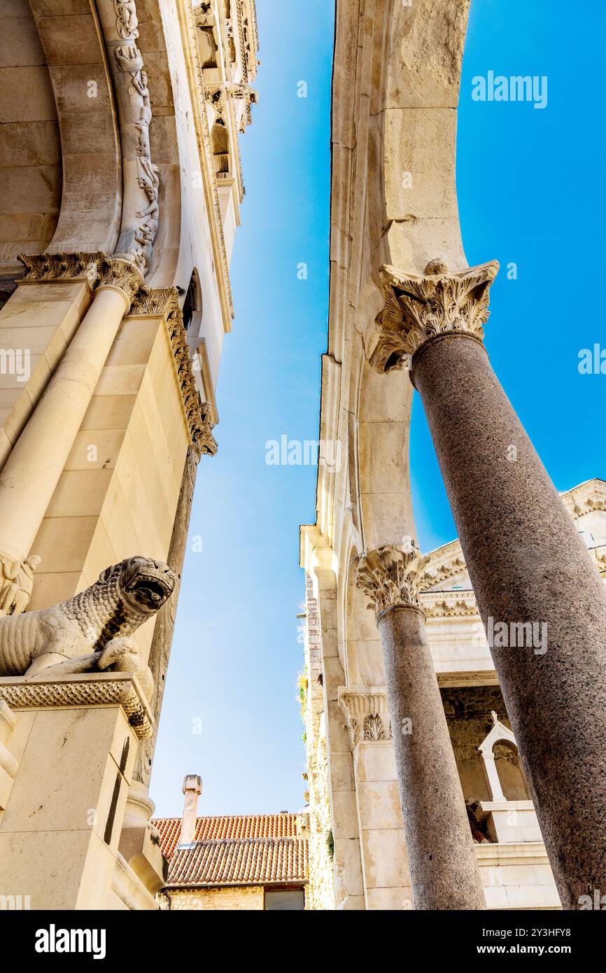 Entrance to 4th century Saint Domnius Cathedral and arches of ...