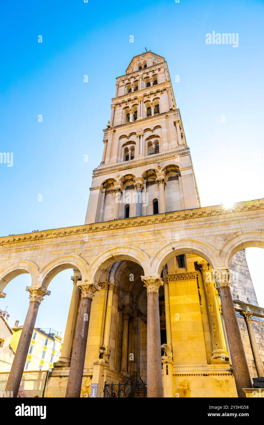 12th century Saint Domnius Cathedral Bell Tower and arches of ...