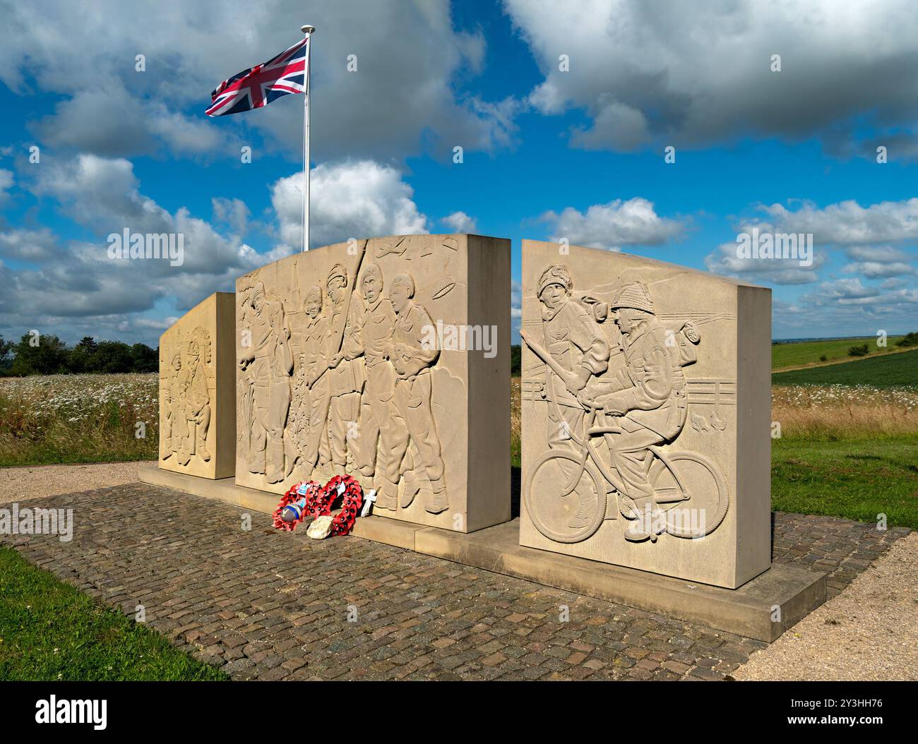Carved stone memorial to the 10th Battalion Parachute Regiment erected ...