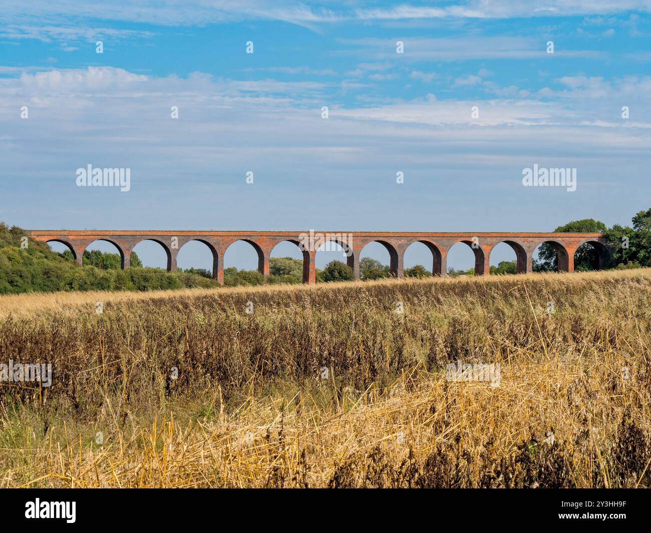 The old disused victorian red brick railway viaduct near Marefield ...