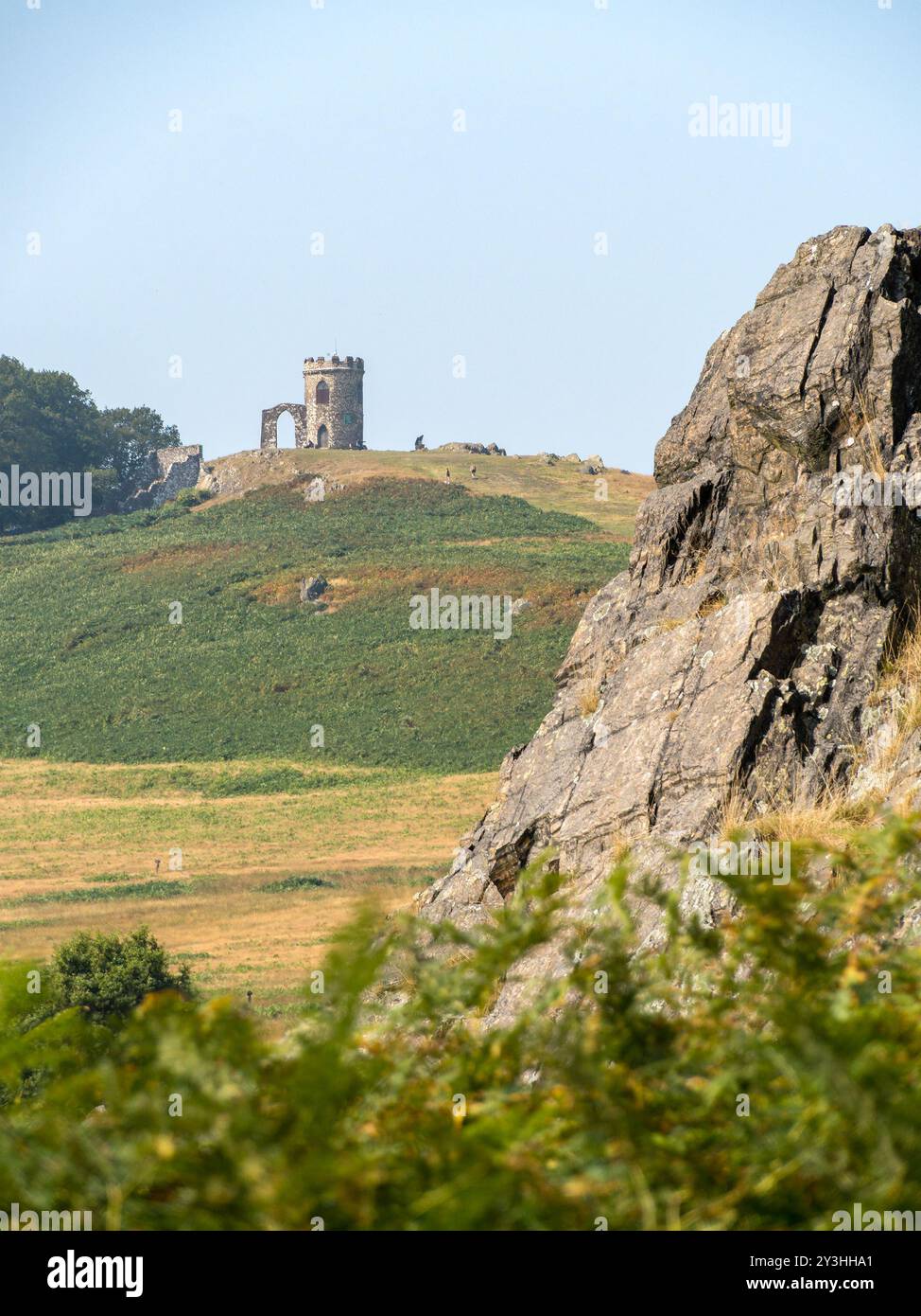 Ancient precambrian rocks with hilltop "Old John" Folly in the distance ...