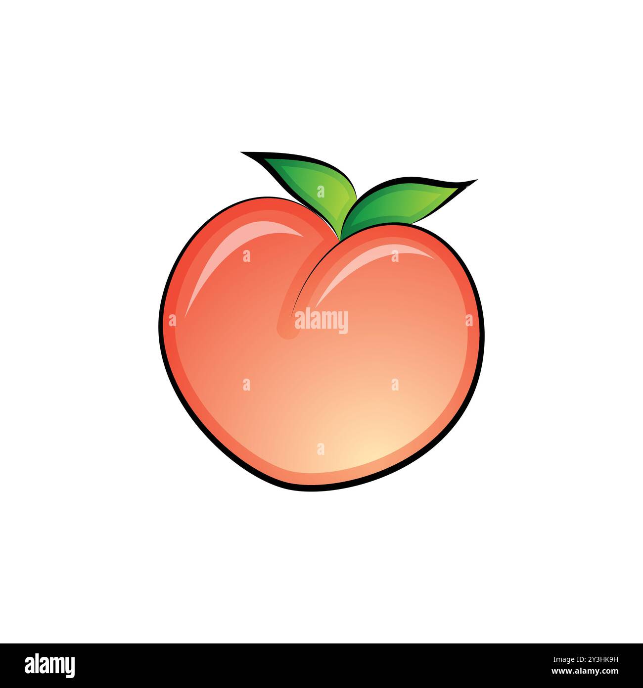 Realistic Peach Vector Illustration with Leaves Stock Vector Image ...
