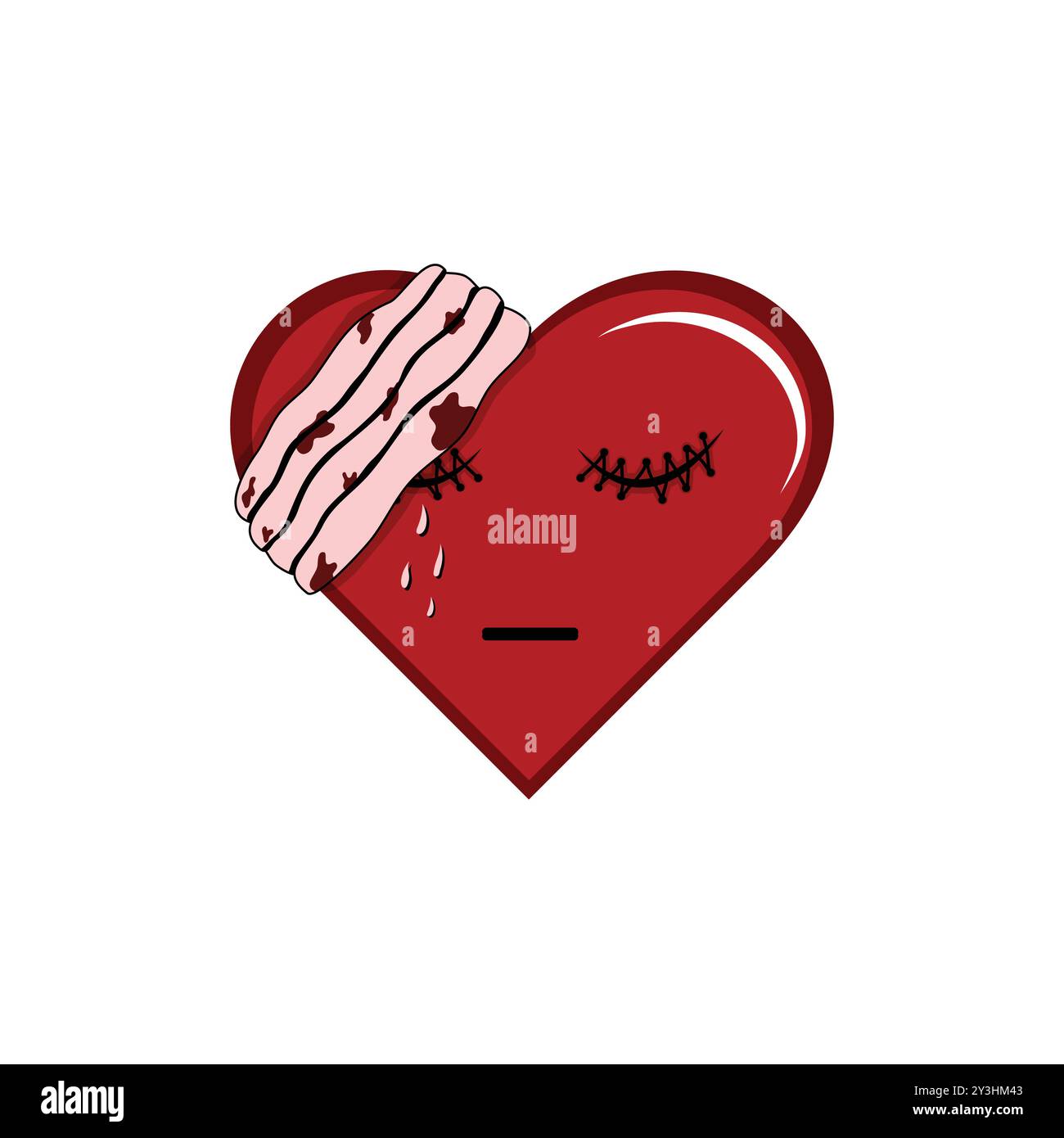 Broken Heart with Bandage and Tears: Sad Emotional Concept Vector Illustration Stock Vector ...