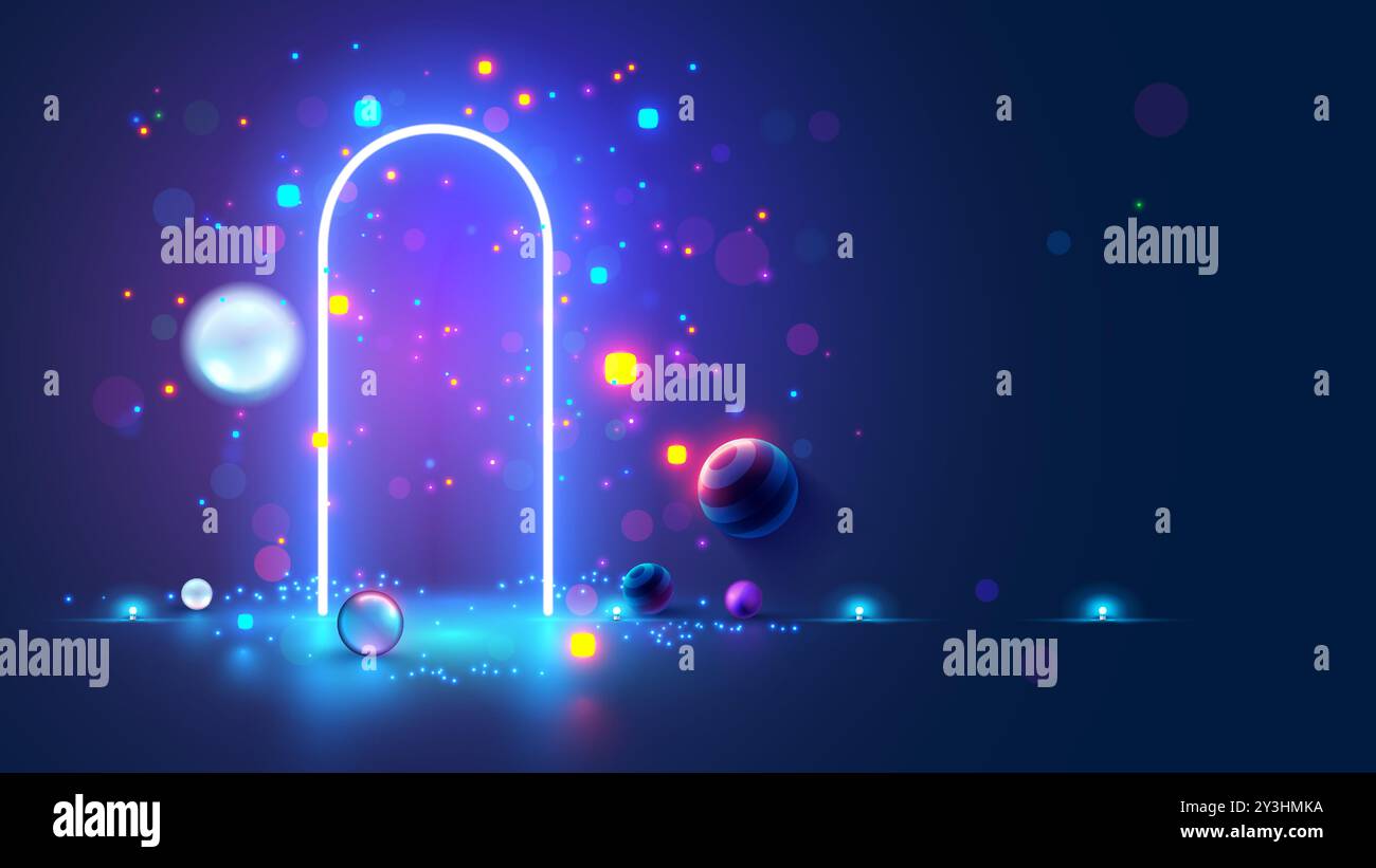 Magical glowing portal door opening Stock Vector Images - Alamy